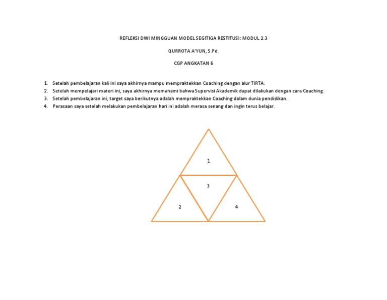Refleksi Dwi Mingguan Model Segitiga Restitusi PDF | PDF