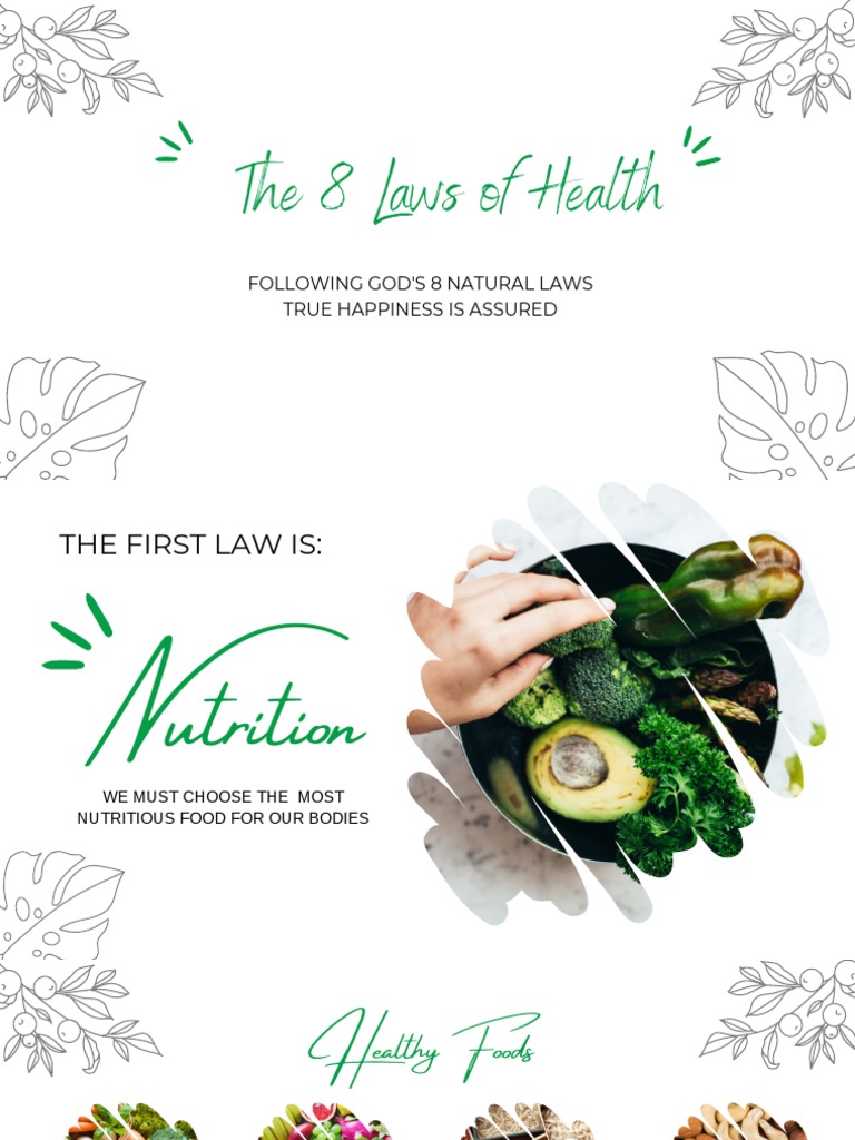 God's 8 Laws of Health: Nutrition, Exercise, Water, Sunlight, Air ...