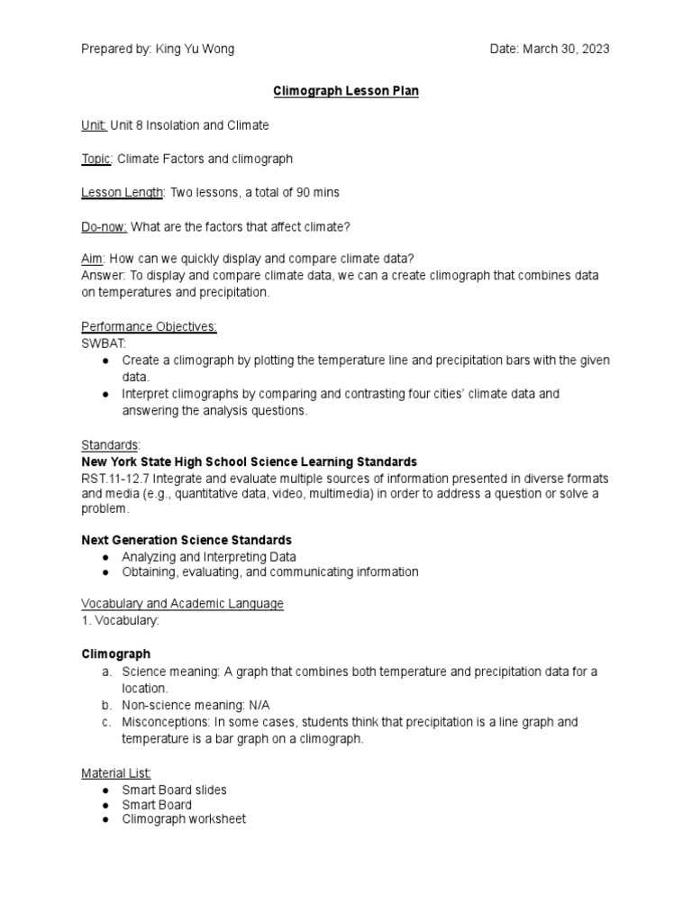 Climograph Lesson Plan | PDF