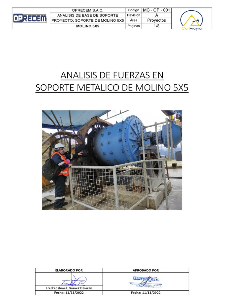 Memoria de Calculo Estado de Base Soporte de Molino | PDF