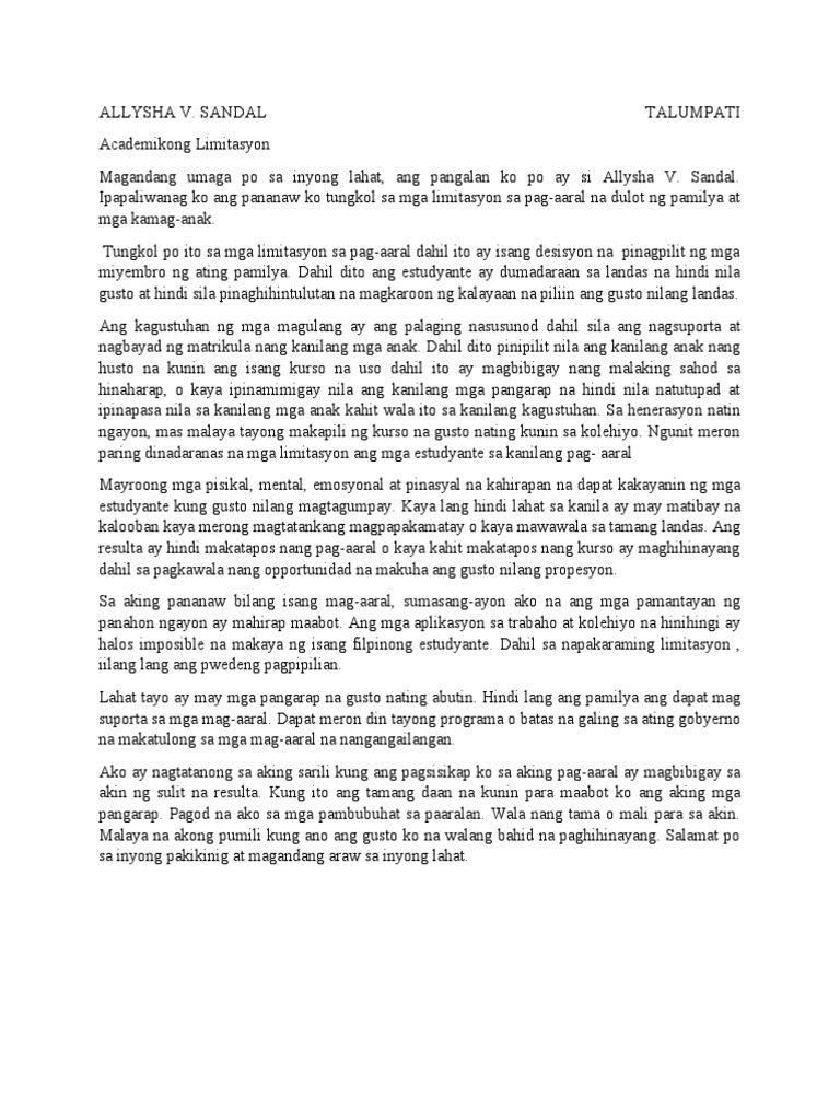 Talumpati Ni Ally | PDF