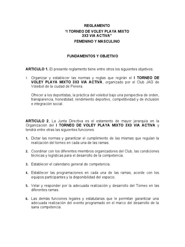 Reglamento 2023 | PDF