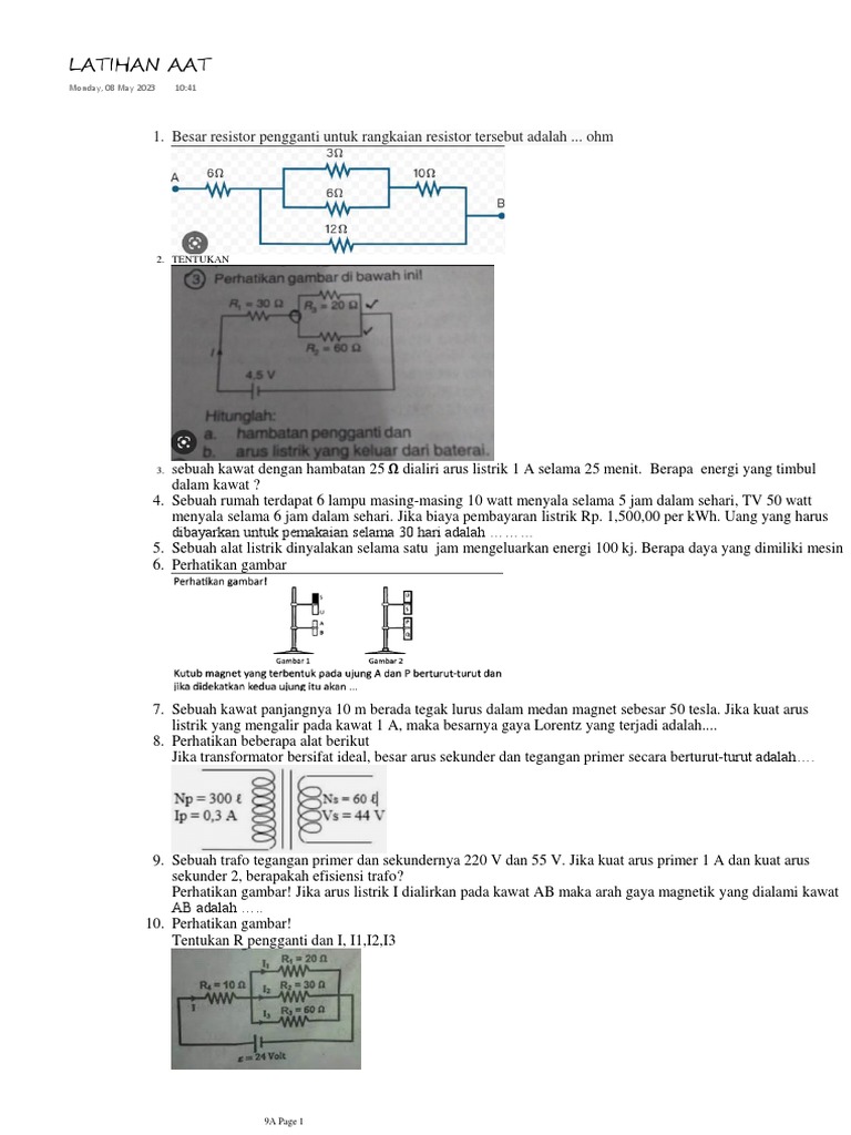LATIHAN AAT-fis 9 | PDF