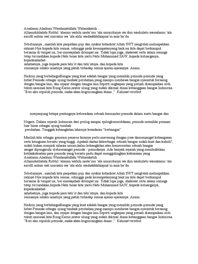 Contoh Pidato Tema Pemuda Harapan Bangsa | PDF