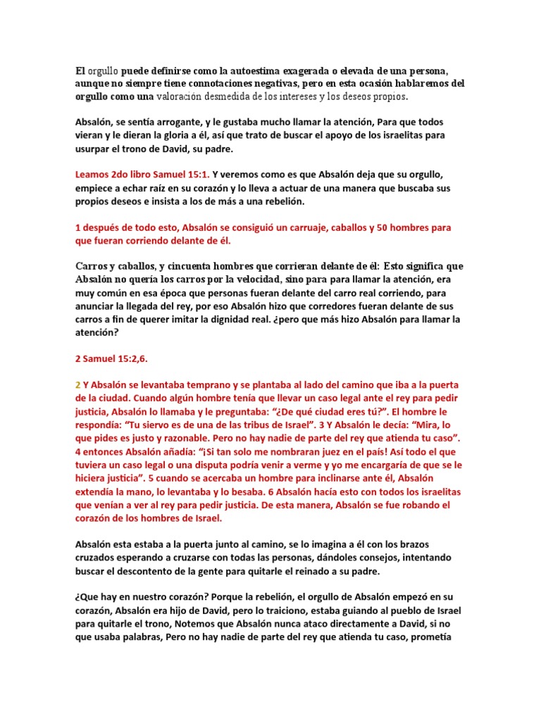 TESOROS-absalon Se Revelo Por Que Era Orgulloso | PDF | David