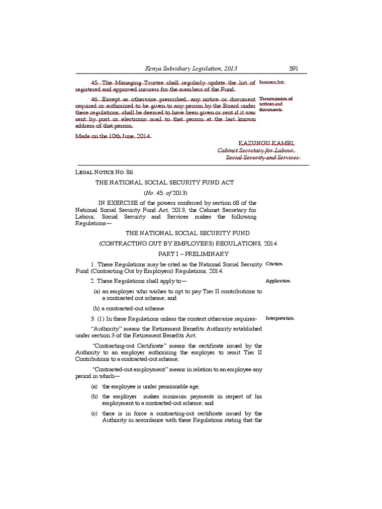 NSSF (Contracting Out by Employers) Regulations, 2014 | PDF ...