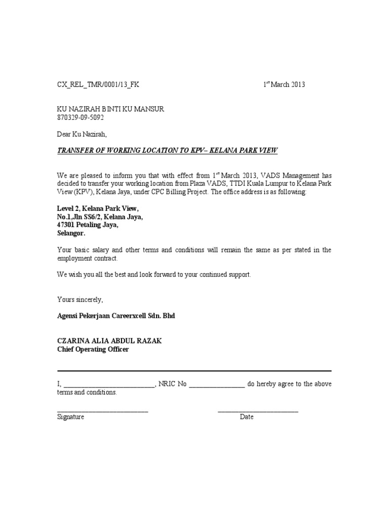 Relocation Letter 2013 | PDF