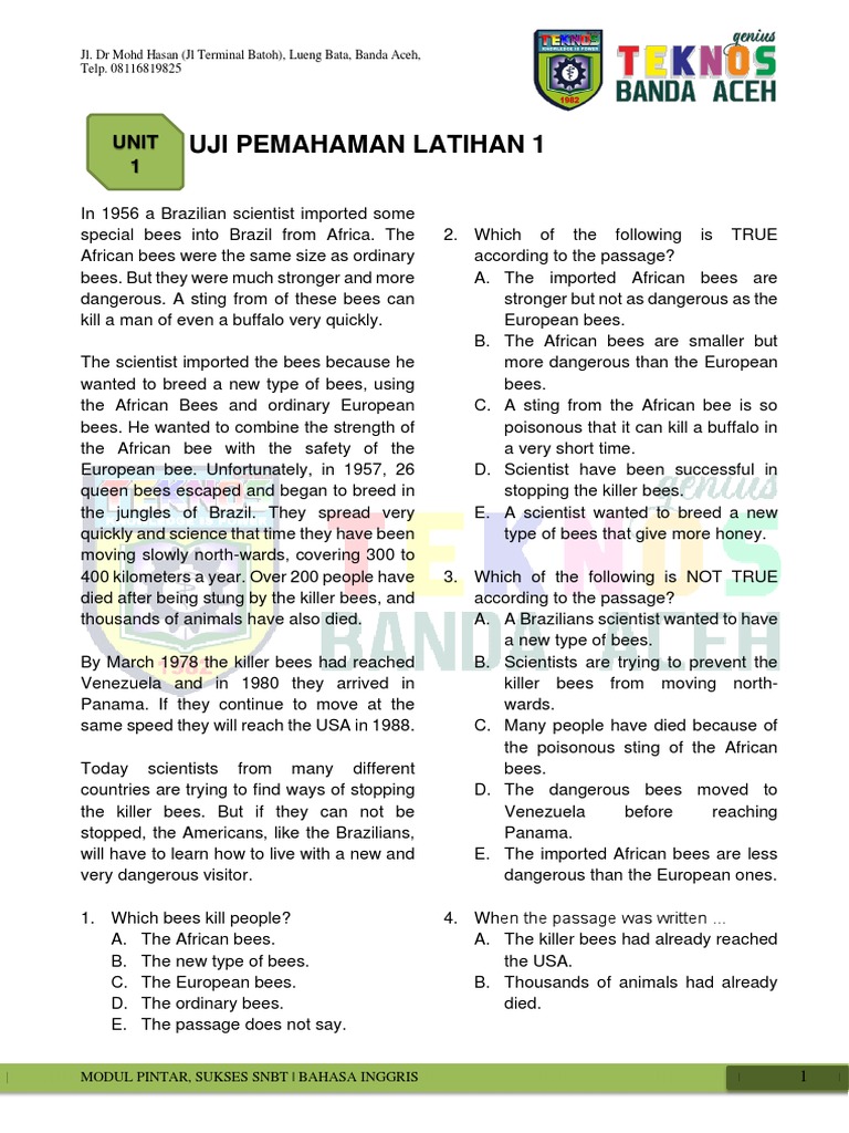Modul Bahasa Inggris Snbt Guru Inti 2023 Pdf Pdf