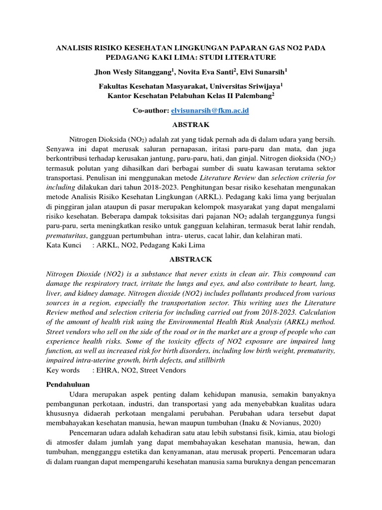 Analisis Risiko Kesehatan Lingkungan Pajanan Gas No2 | PDF