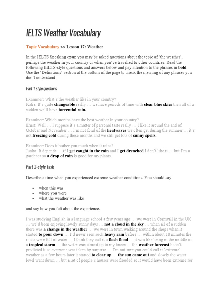 IELTS Weather Vocabulary PDF | PDF | Rain | Weather