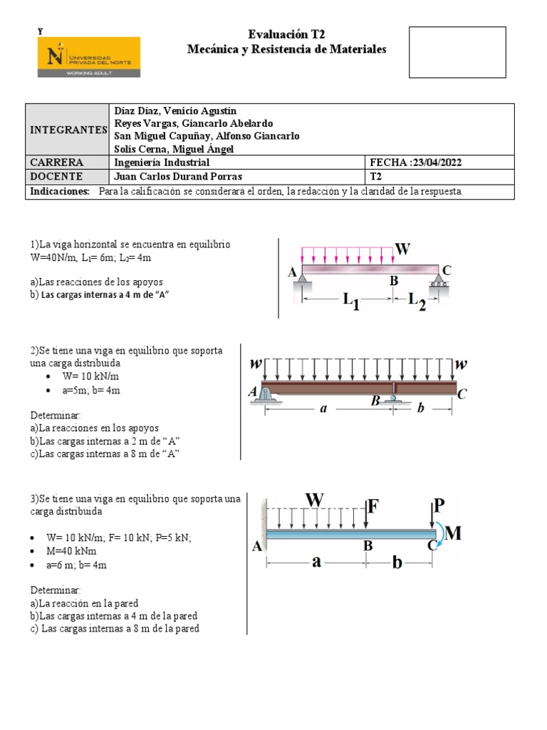 Evaluacion T2 - Resistencia de Materiales | PDF