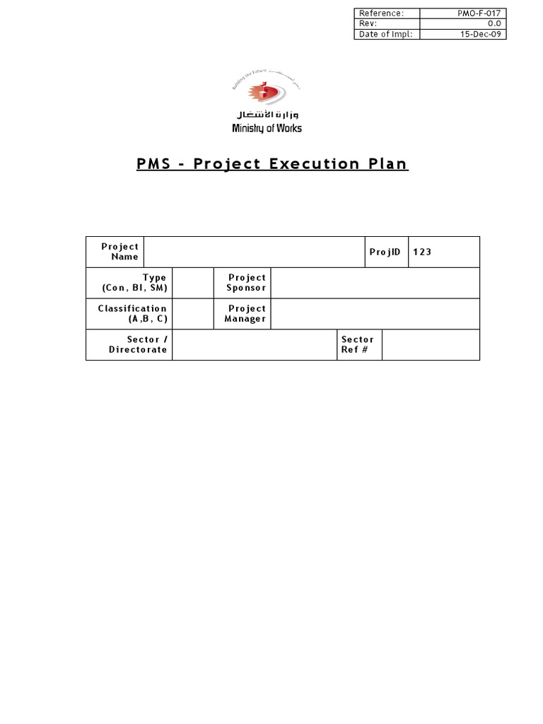 Project Execution Plan - Template | PDF