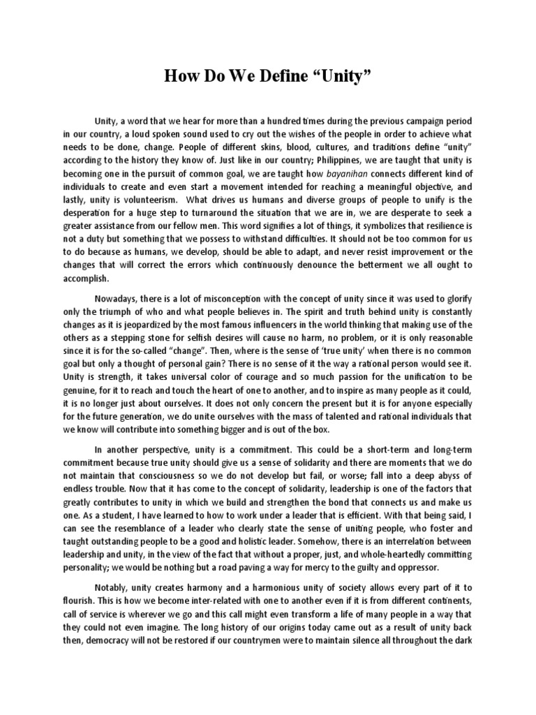Essay About UNITY | PDF