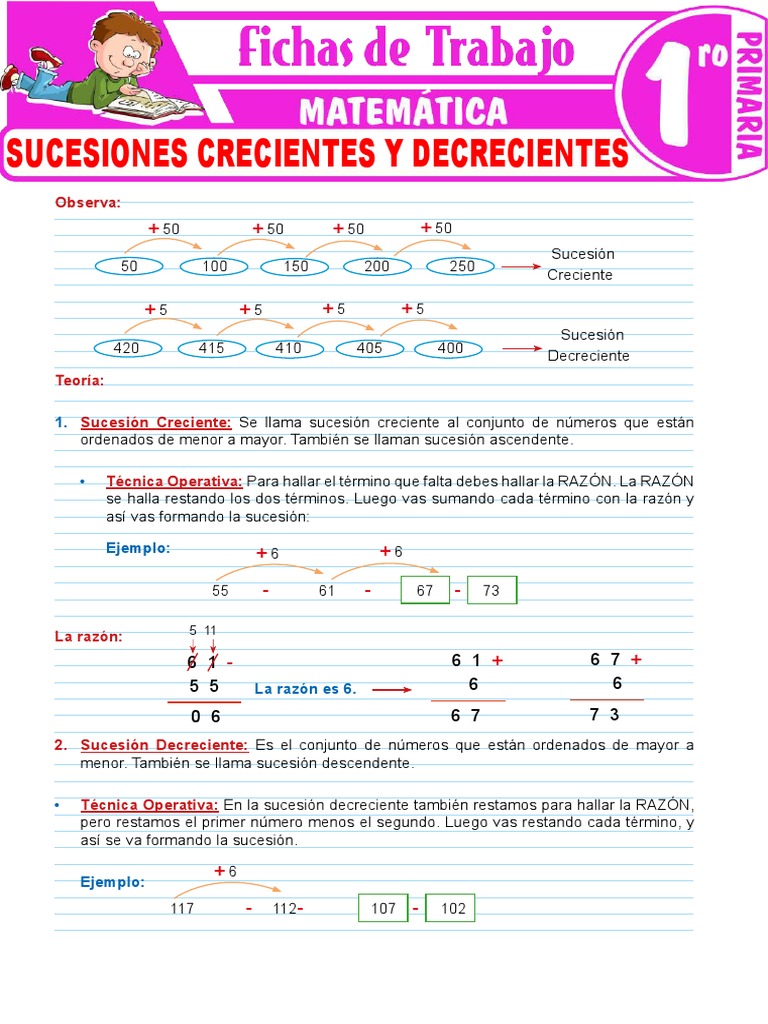 Sucesiones Crecientes y Decrecientes para Primer Grado de Primaria PDF ... Sucesiones Crecientes y Decrecientes para Primer Grado de Primaria PDF ...