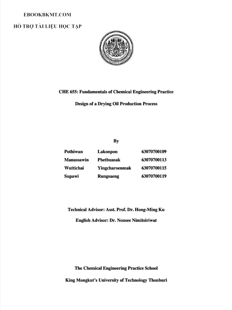 Design of A Drying Oil Production Process PDF | PDF