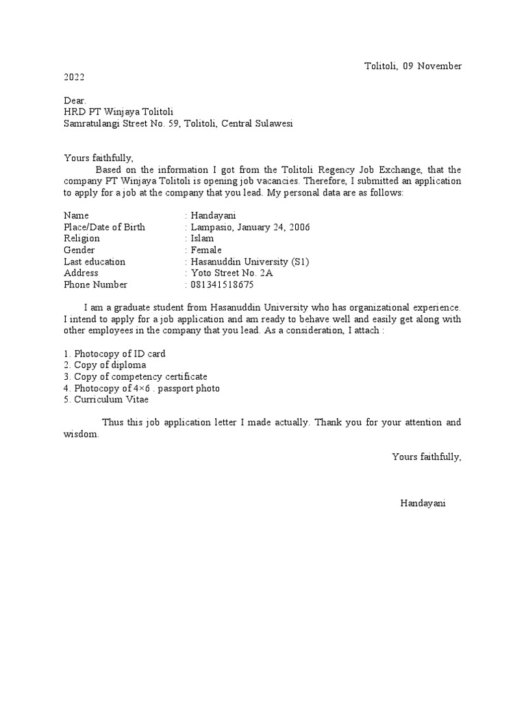 surat lamaran pekerjaan.docx | PDF | Government And Personhood