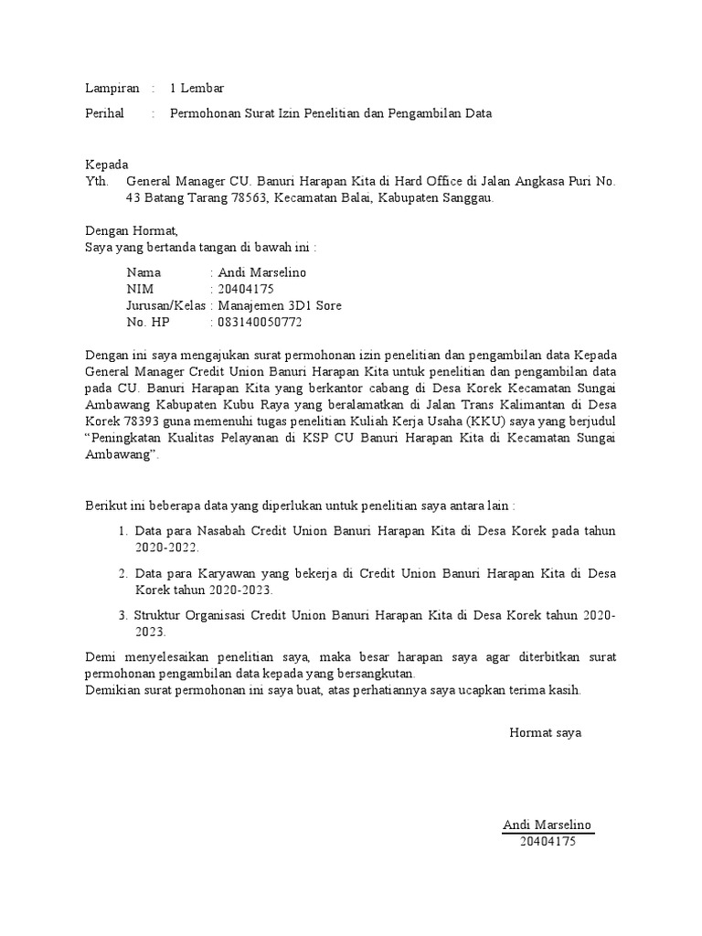 Surat Izin Meneliti | PDF