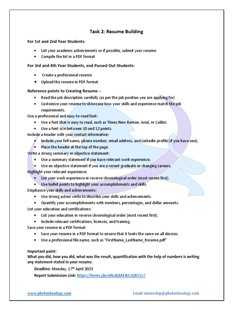 Task 2 Common Task Assignment (Resume Building) | Download Free PDF | Résumé