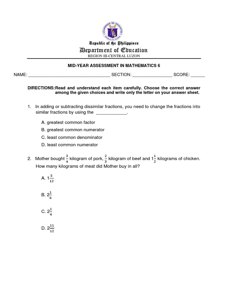 MYA Math Grade 6 FINAL QA For Printing PDF | PDF