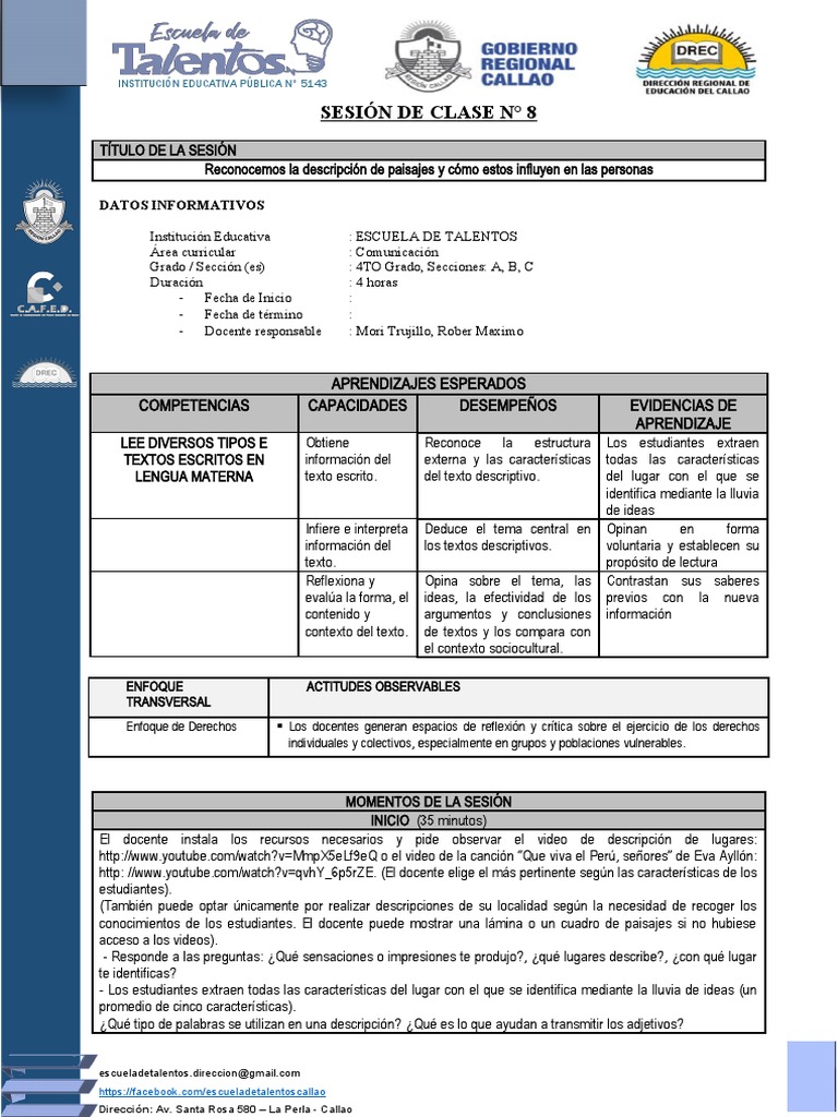 Sesion 8 - 4to Grado | PDF
