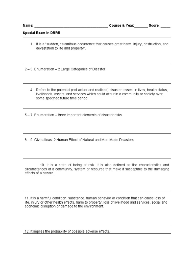DRRR Moving Exam | PDF