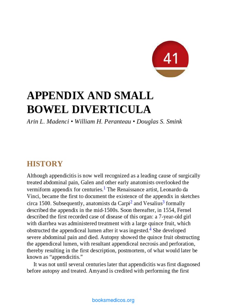 Appendicitis: History and Anatomy Insights | PDF
