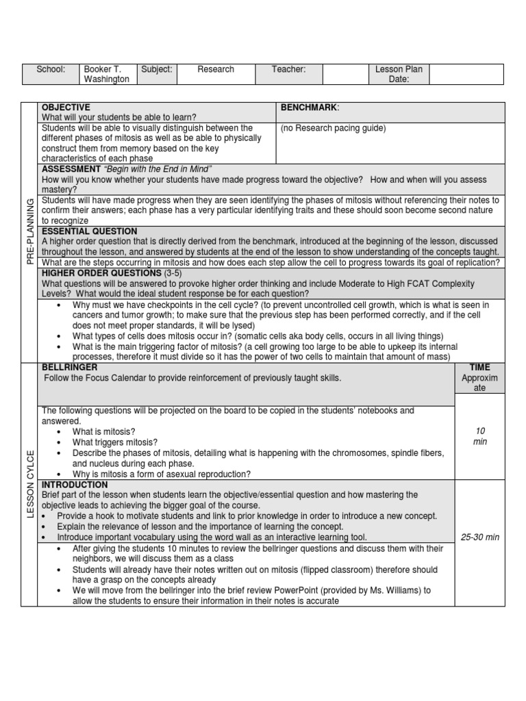 Mitosis Lesson Plan with Oreo Activity | PDF