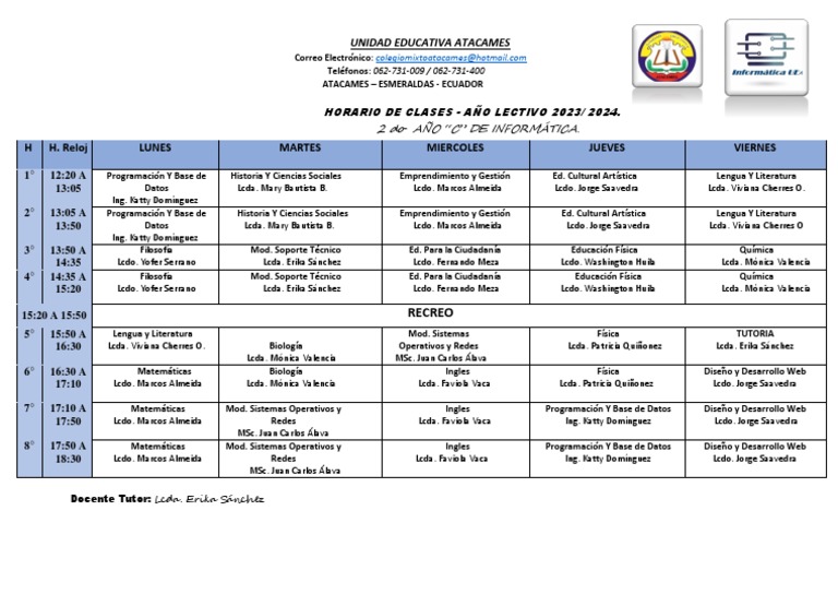 Horario 2C BT 2023 2024 | PDF