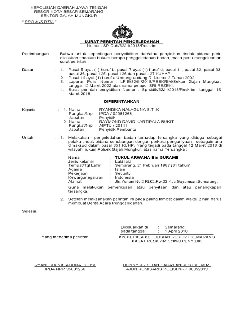 Sprin Penggeledahan | PDF