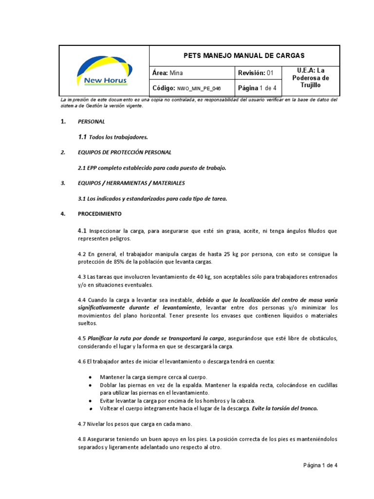 Levantamiento Manual de Cargas | PDF Levantamiento Manual de Cargas | PDF