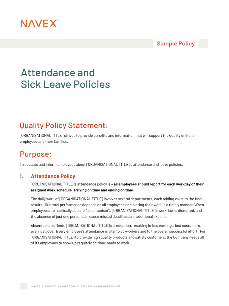 Attendance Sick Leave Sample Policy 2022 EMEA PDF | PDF