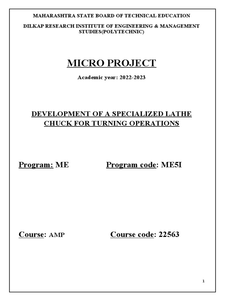 Amp Micro Project Sumit | PDF | Machining | Screw Amp Micro Project Sumit | PDF | Machining | Screw