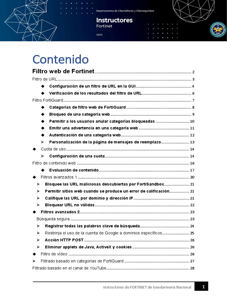 Guía de Configuración de Filtros Web Fortinet | PDF