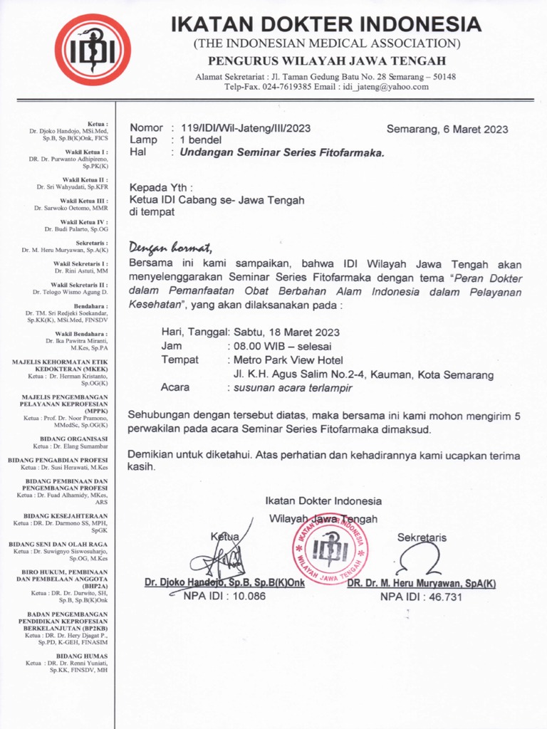 IDI Cabang - Undangan Seminar Fitofarmaka | PDF