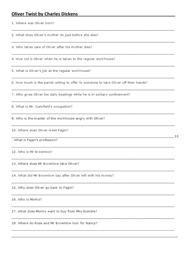 Oliver Twist: Key Questions & Answers | PDF