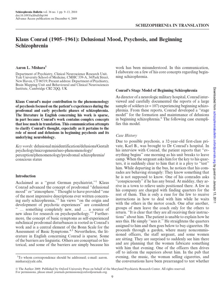 Stages of Delusion in Schizophrenia | PDF | Delusion | Psychosis