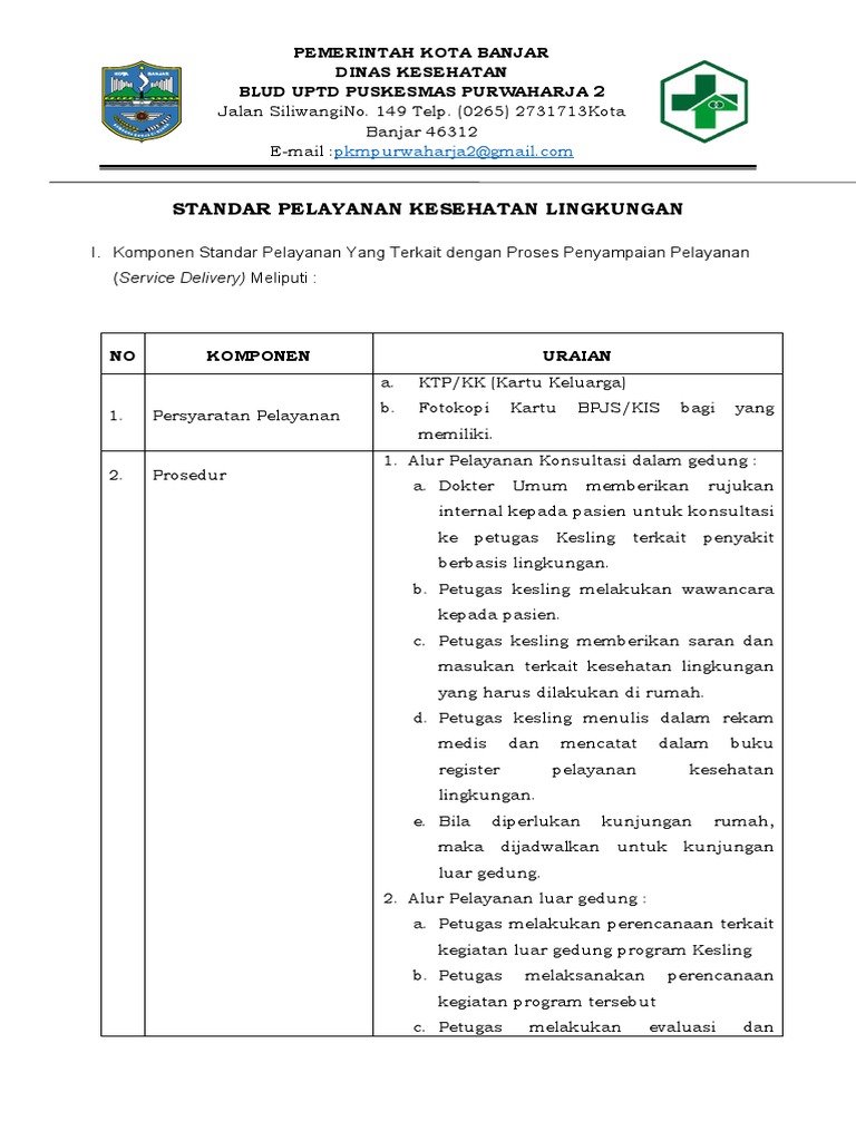 STANDAR PELAYANAN Kesling | PDF