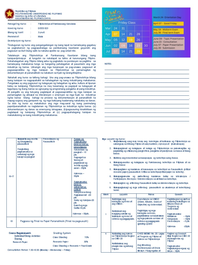 2023 Course Outline | PDF