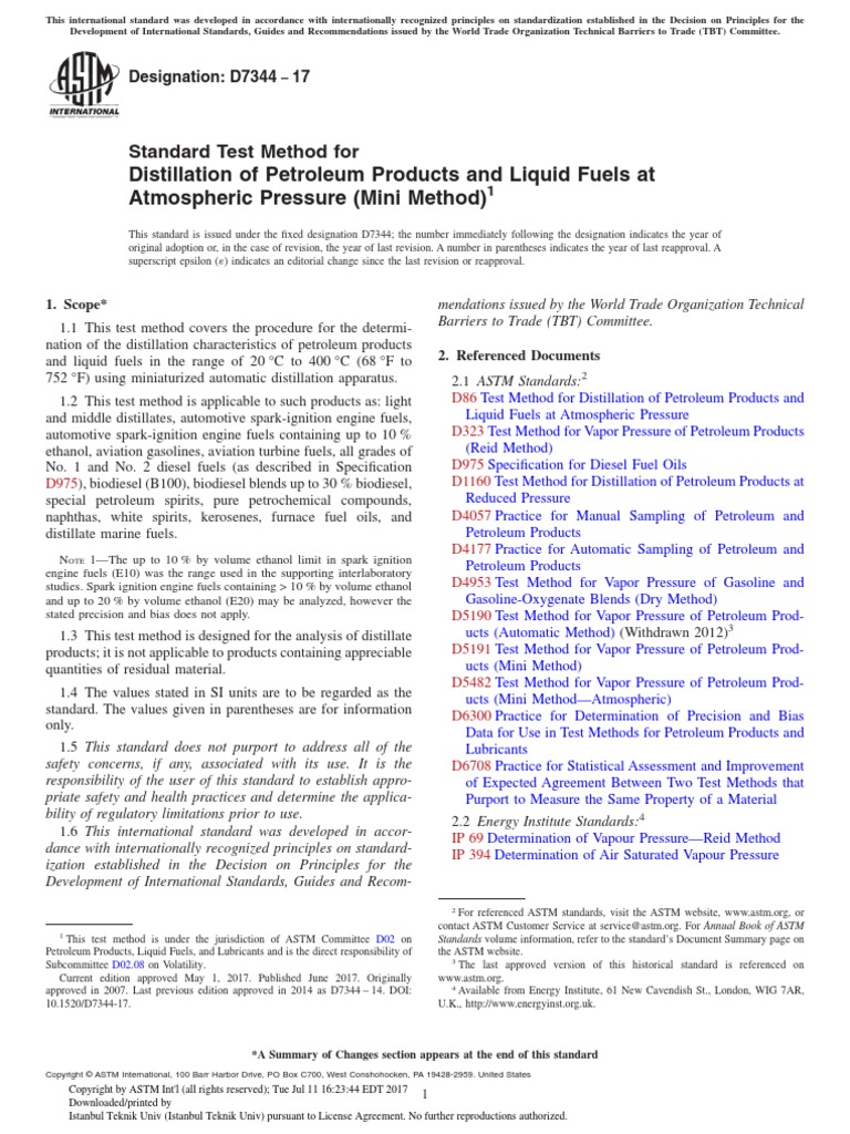Astm 2017-D7344 PDF | PDF | Distillation | Petroleum