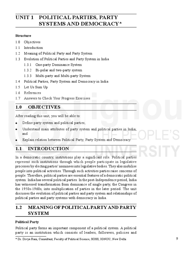 Unit 1 PDF | PDF | Political Parties | Bharatiya Janata Party
