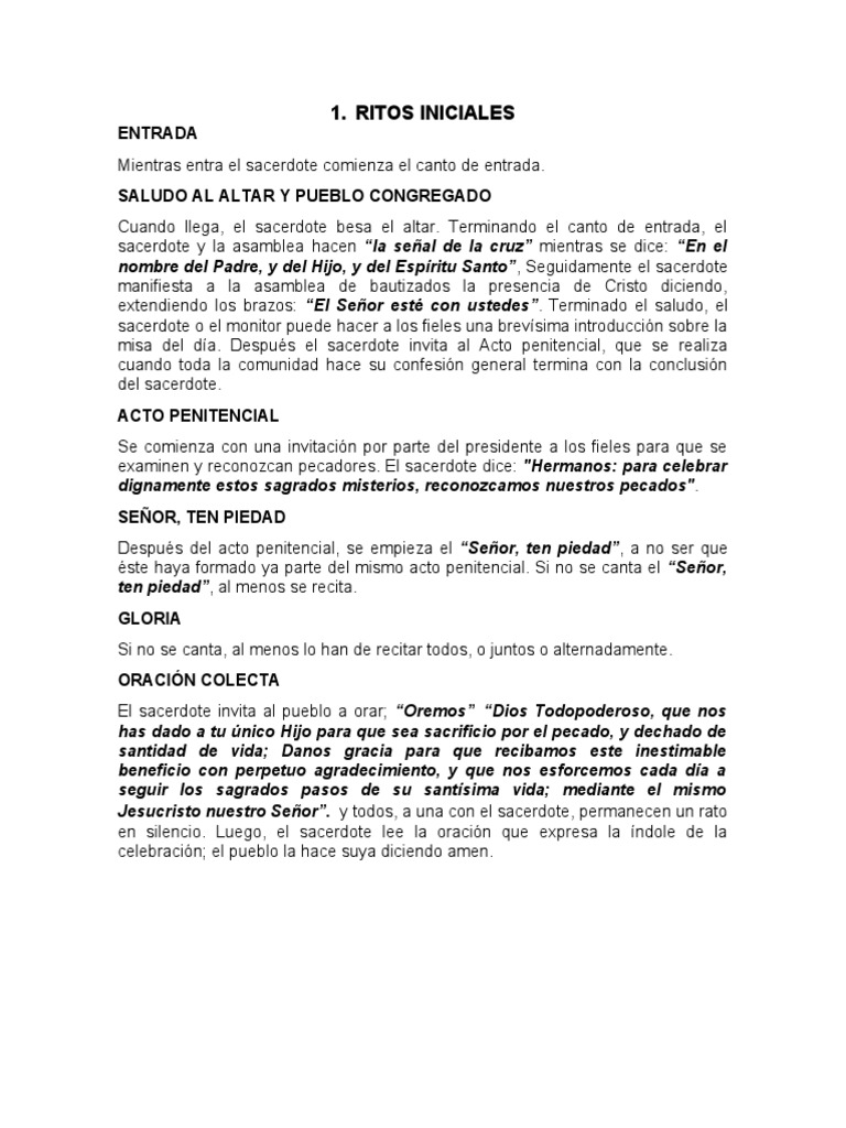Ritos Iniciales | PDF | Misa (liturgia) | eucaristía