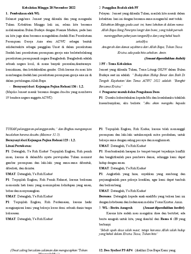 Liturgi Kebaktian Minggu Inovatif & ACWC | PDF