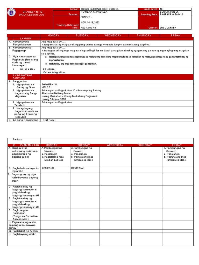 DLL-EsP10 Q2W1 | PDF