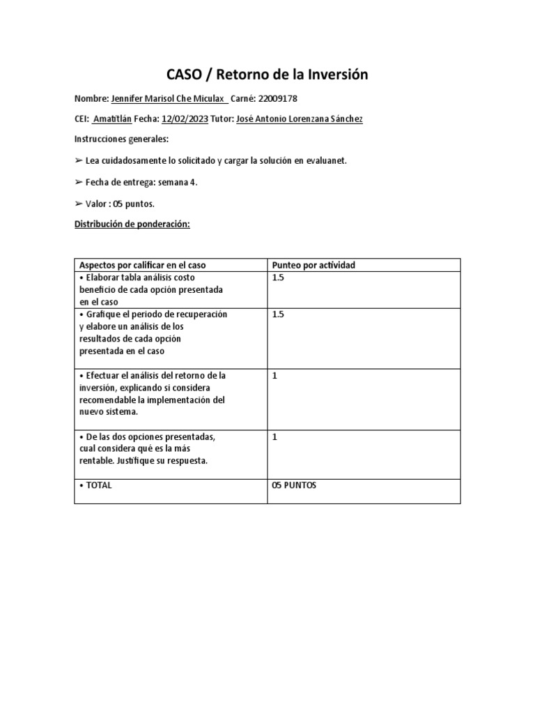 Tarea - Implementacion Jennifer Che | PDF