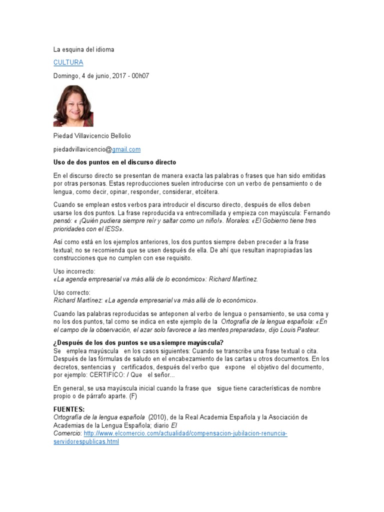 Uso correcto de los dos puntos en citas | PDF