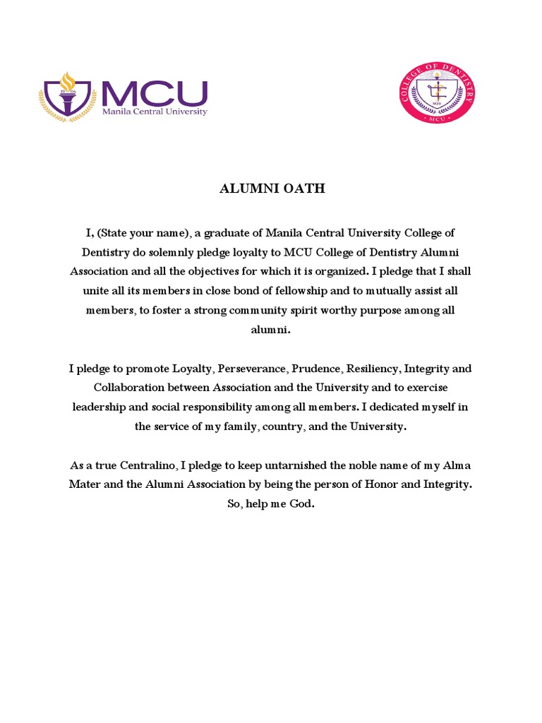 Mcucod Alumni Oath | PDF