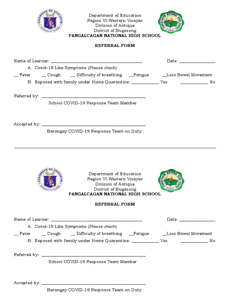 COVID-19 Referral Form for Students | PDF