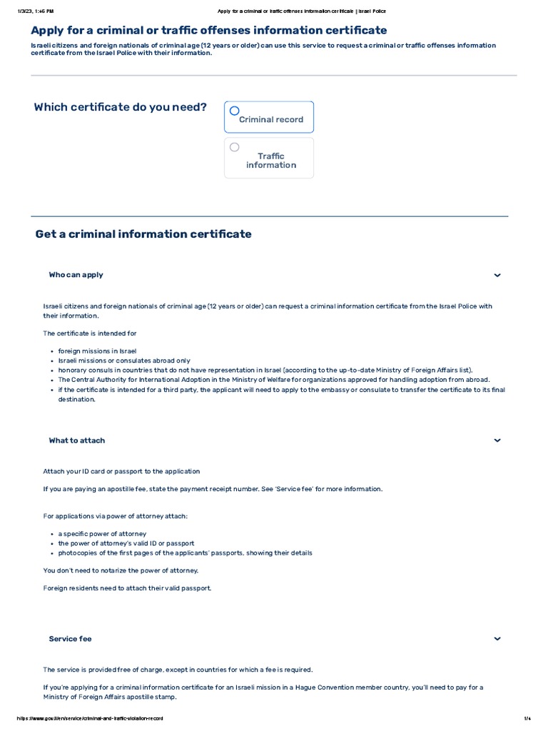 Applying for a Criminal or Traffic Offenses Information Certificate in ...