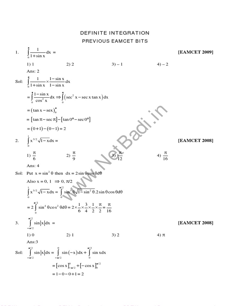 Definite Integration | PDF