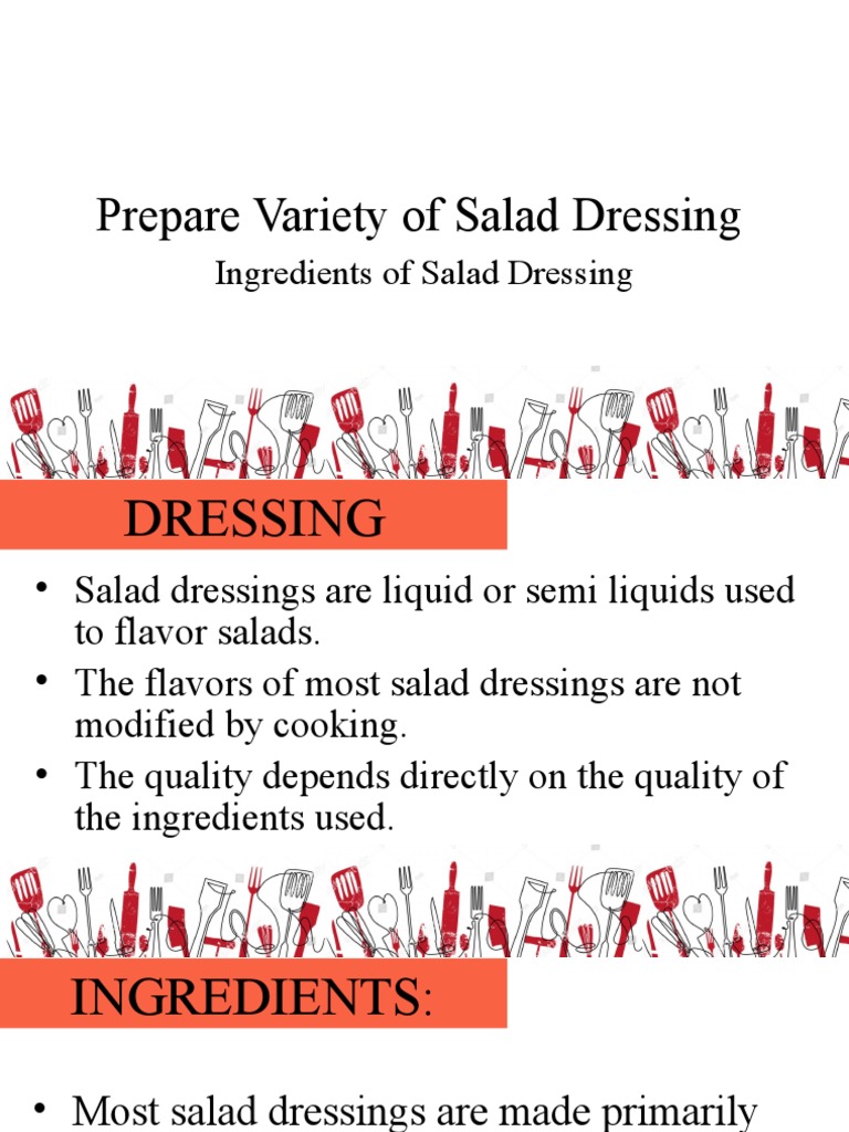 Salad Dressing Ingredients Overview | PDF